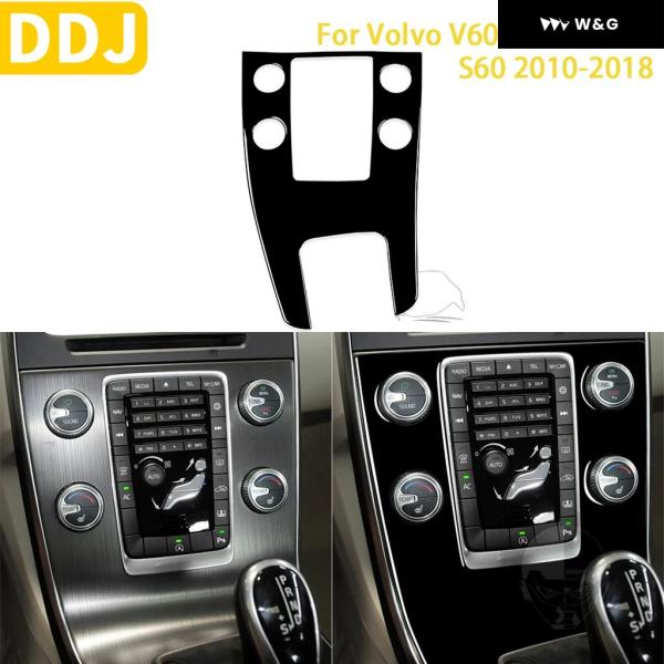 ボルボ V60 2010-2017 S60 2010-2018 アクセサリー ピアノブラック プラスチック 車内中央 コントロール パネル トリム ステッカー LHD RHD カスタムパーツ アクセサリー 交換用部品Sticker Plac...