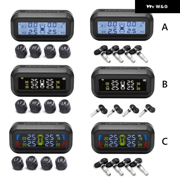 ソーラーカーTPMS LCDデジタル ディスプレイ 自動タイヤエア圧 タイヤ温度アラームハザード システム 4アウターセンサー付き カスタムパーツ アクセサリー 交換用部品Is Batteries Included:YesHign-conc...