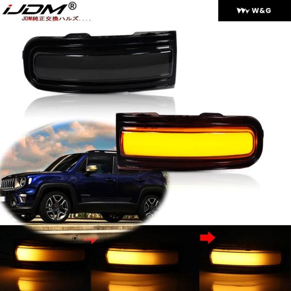 Iアンバー フル LED ストリップ シーケンシャルフラッシュ サイドビューミラー ウィンカー ブリンカー ライト アセンブリ 2015-2022 ジープ レネゲード カスタムパーツ アクセサリー 交換用部品Hign-concerned C...
