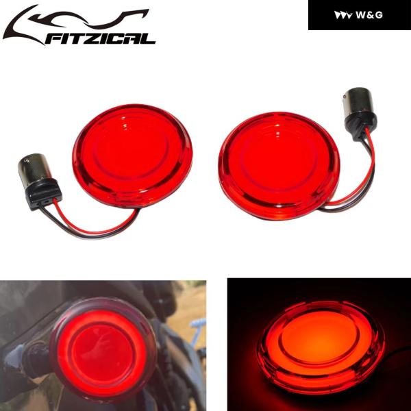 オートバイ バイク LEDブレーキ ランニングライト コン バージョン 1156 バレット スタイル レッドレンズ ハーレー ツーリング スポーツスター XL ソフテイル ダイナ 2002-2022Battery Included:NoHi...