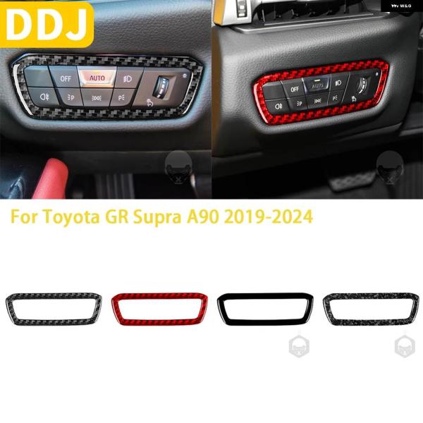 トヨタ GR スープラ A90 MK5 2019-24 アクセサリー カーボン 車内 ヘッドライト スイッチ トリム ステッカー カスタム パーツ アクセサリーSticker Placement:Navigation,Ignition De...