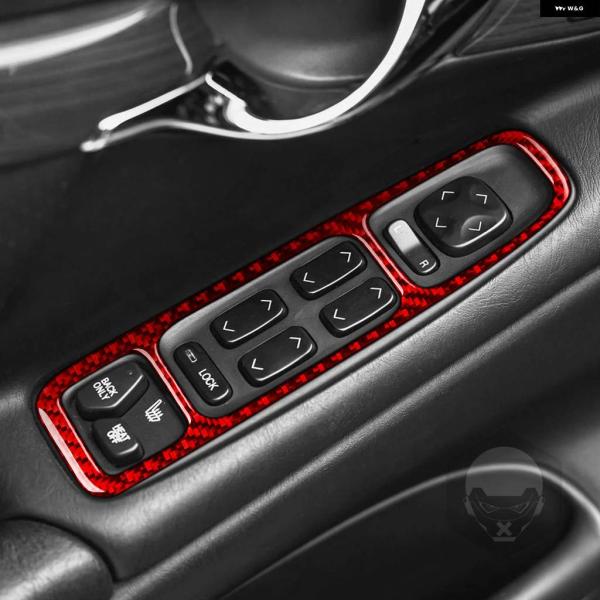 キャデラック デビル 2000-2005 レッド カーボン ウィンドウリフト スイッチ ボタン コントロール パネル カバー トリム セット カーアクセサリー ステッカー カスタム パーツ アクセサリーHigh-concerned chem...