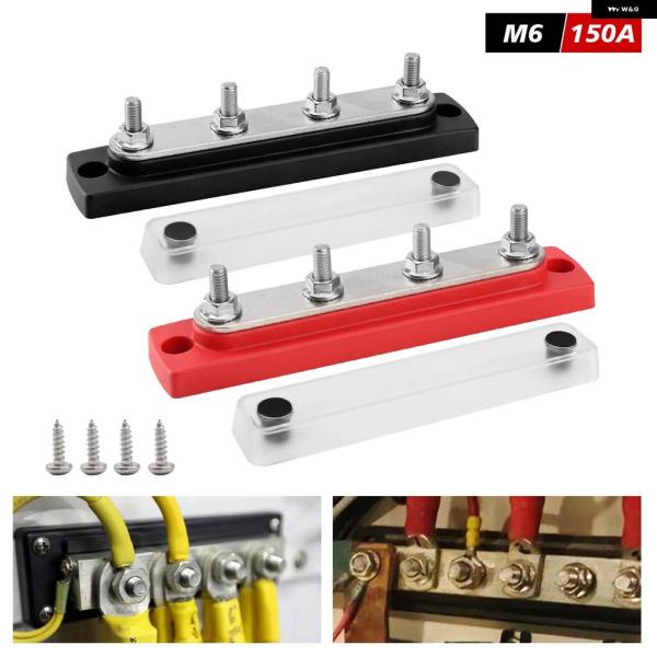 150A 配電ブロック 48V バスバー端子台 4 X M6 端子スタッド マリンバスバー カバー 付き 車 トラック カスタム パーツ アクセサリーHigh-concerned chemical:NoneItem Weight:0.28k...