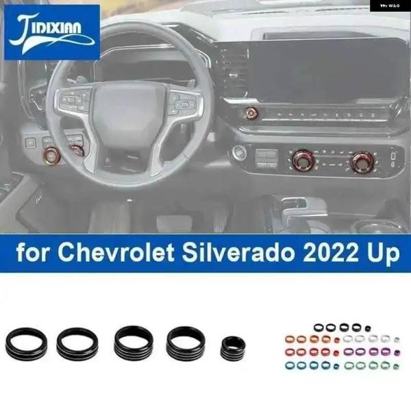 JIDIXIAN カーセンター コンソール ノブデコレーションリング シボレー シルバラード 2022 2023年以降 中央 コントロール ノブカバー 内装アクセサリー カスタム パーツ アクセサリーHigh-concerned chemi...