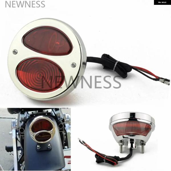 クロームレッド バイク テールライト ハーレー チョッパー カフェレーサー デュオランプヴィンテージリアストップランプ ブレーキライト カスタム パーツ アクセサリーHigh-concerned chemical:NoneWattage:0...