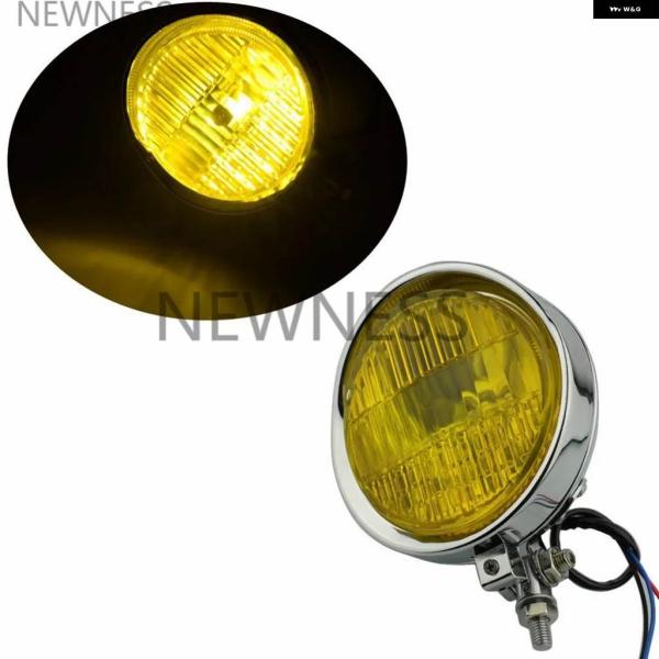 クローム バイク ヘッドライト バイザーヴィンテージ アンバー バイク ヘッドライト ランプ ハーレー ツーリング チョッパー カフェレーサー クルーザー カスタム パーツ アクセサリーHigh-concerned chemical:Non...