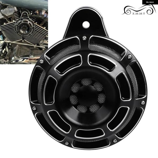 ブラック CNC ホーン スピーカー カバー ハーレー ダイナ ファットボブ ローライダー ロードグライド キング FLTRX FLHR ソフテイル FXSTD FXST FXSTC カスタム パーツ アクセサリーHigh-concerne...