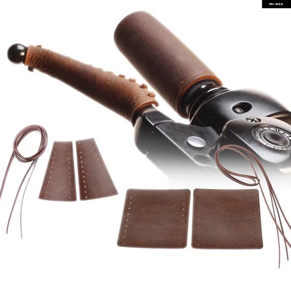 ブラウン PUレザー グリップ オートバイ ハンドル グリップ スロットルカバー レトロラップ 22MM ハンドルバー カフェレーサー オールド スクール カスタム パーツ アクセサリーHigh-concerned chemical:Non...