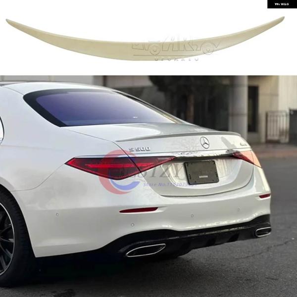 ブラックスポイラー ベンツ W223 テールフィン S クラス S350 400 500 2021-2023 車リア トランク ダックテールウィング ABS プラスチック アクセサリー カスタム パーツ アクセサリーHigh-concern...