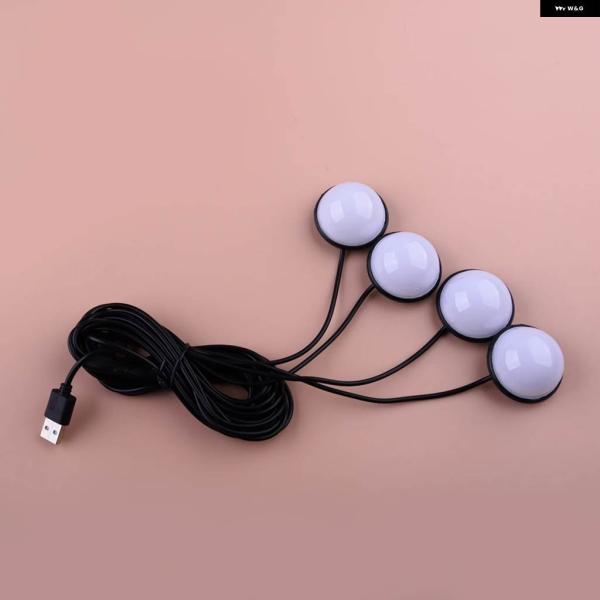 インテリア 装飾 4IN1 RGB LED 屋内ムード アンビエントライト USB フットルーム フットフロア パッド ライト カラフル 汎用 カー カスタム パーツ アクセサリーHigh-concerned chemical:NoneFo...