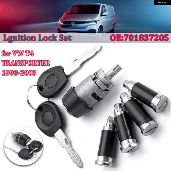 7PCS イグニッション ロックセット スタートスイッチ ドアロック シリンダー イグニッション スイッチ 4ドアロックバレル VW T4 カラベル MK IV 90-03 カスタム パーツ アクセサリーHigh-concerned che...