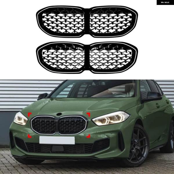 LED グリル フロント ラジエーター キドニーアップ バンパー マスク フード レーシング グリル BMW 1シリーズ F40 118 120I 125I M135I 2019-2024 ライト カスタム パーツ アクセサリーHigh-c...