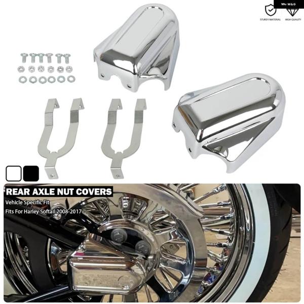リアアクスルナットカバー ハーレー ソフテイル デラックス CVO ヘリテージ クラシック スリム ブラックライン クロスボーンズ コンバーチブル ナイトトレイン 2008-2017 カスタム パーツ アクセサリーProtective pa...