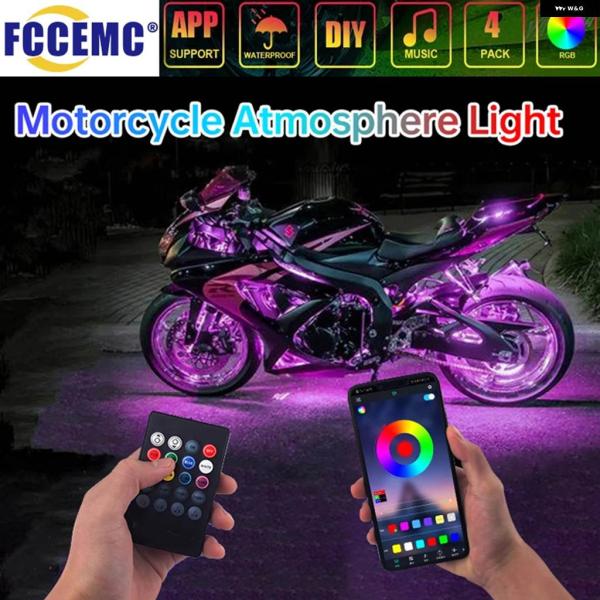 RGB アプリ LED バイク 車 ムード フットライト リモート コントロール フレキシブル 防水 サウンド コントロール 12V バイク ランプ ストリップ カスタム パーツ アクセサリーBattery Included:NoBrand...