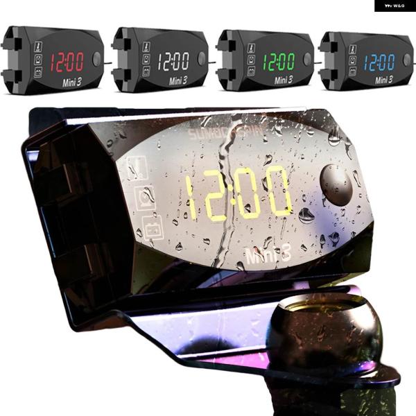 3IN1 バイク 用電子時計 IP67 防水 デジタルタイムクロック 温度計 電圧計 LED デジタルウォッチ 12V カスタム パーツ アクセサリーHigh-concerned chemical:NoneBrand Name:NoEnNa...