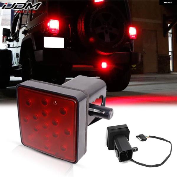 1PC 車用 テールライト トレーラー トラック ヒッチ 牽引 レシーバー カバー レッド 15LED LED テール/ ブレーキライト トラック SUV トレーラー ブレーキライト 用 カスタム パーツ アクセサリーHigh-concer...