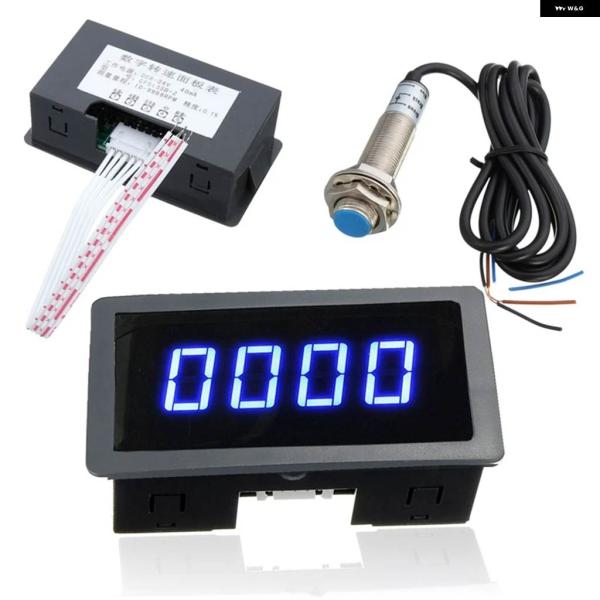 4個デジタルLED青緑タコメーターゲージRPMスピード メーター +ホール近接スイッチセンサーNPN 12Vタコメーターセット カスタム パーツ アクセサリーOrigin:Mainland China4 Digital LED Blue G...