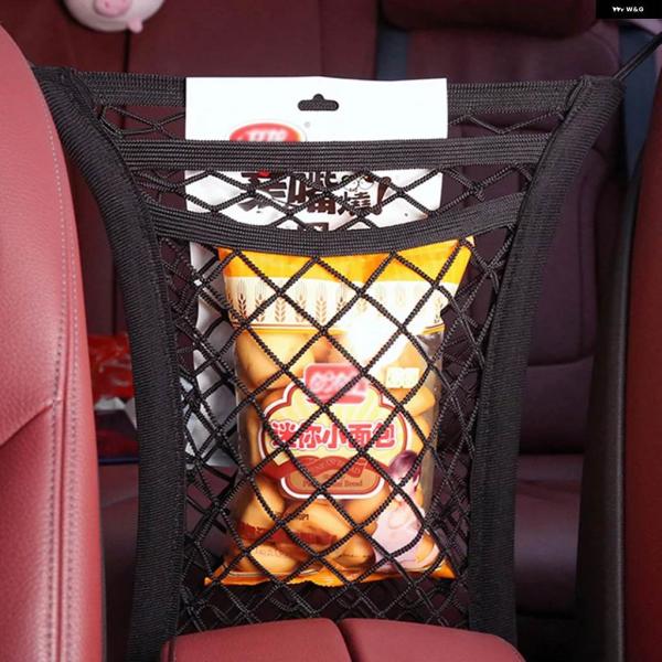 3層構造 2530CM カーシート オーガナイザー ネットバッグ メッシュ ホルダー ティッシュペーパースマホ 収納 バッグ ペットよけネット カスタム パーツ アクセサリーType:Seat Crevice Storage Box / B...