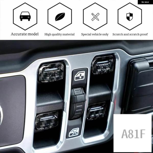 ウィンドウリフトスイッチ調整 ボタン カバー トリム ABS インテリア ジープ ラングラー JL JT 2018-2021 カスタム パーツ アクセサリーHigh-concerned chemical:NoneSticker Placem...