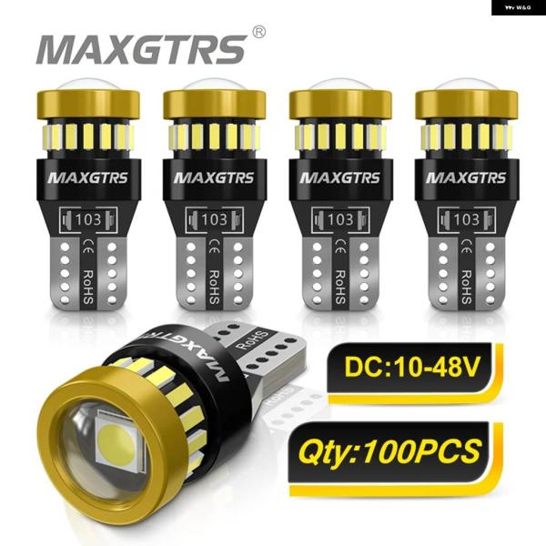 100個24V W5W T10 LED CANBUS 12V 5W 750LM スーパーカー インテリア サイドライト 194 3030 SMD バルブ ホワイト アンバー レッド カスタム パーツ アクセサリーHigh-concerned...