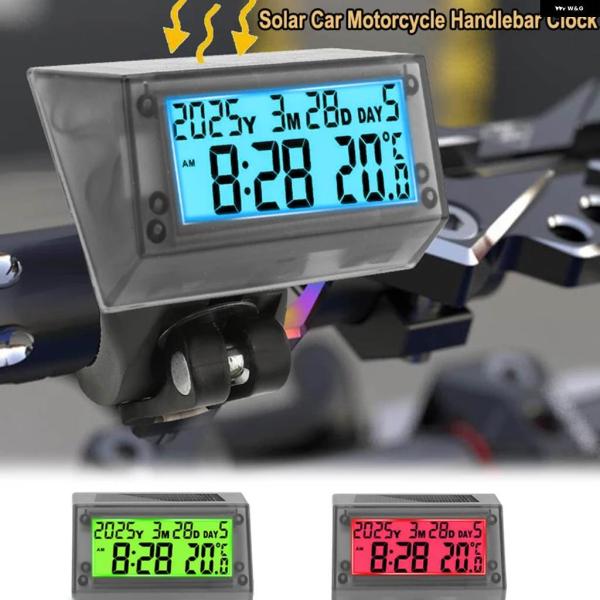 オートバイ ハンドルバー 時計ソーラーカー時計 ダッシュボード 温度計LEDデジタル表示バックライト オートバイ カスタム パーツ アクセサリーHigh-concerned chemical:NoneDisplay Information:...