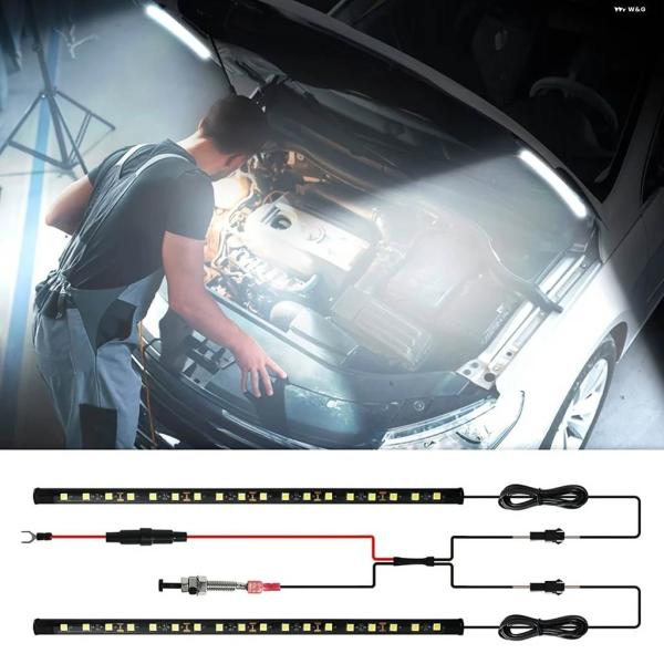1セット LED 車用 ボンネット 下作業点検ライトキット 防水 12V 白色 LED ストリップ ライトバー 車用 ボンネット ライト 車両 カスタム パーツ アクセサリーHigh-concerned chemical:NoneSpeci...