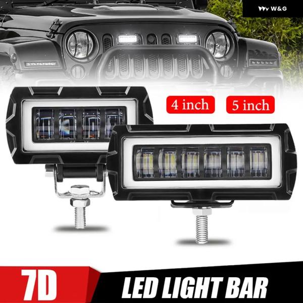 4/5インチ 7D LED ライトバー オフロード 4X4 スポットライト オートバイ バイク ヘッドライト DRL 作業灯 ポッド ドライビング フォグライト 車 トラック ATV SUV カスタムパーツ アクセサリー 交換用部品Hign...
