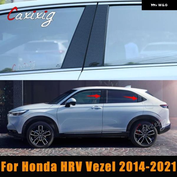 カーセンターピラー ステッカー 3D マットカーボン デカール ホンダ HRV ヴェゼル 2014-2021 SERAT KARBON EFEK CERMIN HITAM STIKERPC カスタムパーツ アクセサリー 交換用部品Hign-...