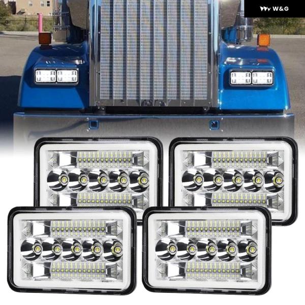 H4656/H4651/H4652/H4666/H6545 4X6インチ LED ヘッドライト ホワイトイエロー DRL ハロー ドライビングウィンカーランプ ハイロービーム ジープ ケンワース カスタムパーツ アクセサリー 交換用部品Hi...