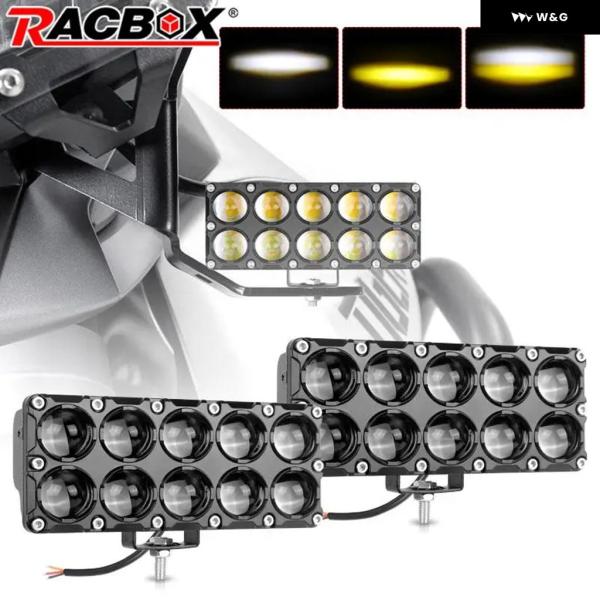 40W 10LED オートバイ バイク スポットライト デュアル列作業灯バー ホワイトイエロー フォグランプ ドライビングビーム 車 トラック ATV SUV ダート オートバイ バイク モーター カスタムパーツ アクセサリー 交換用部品H...