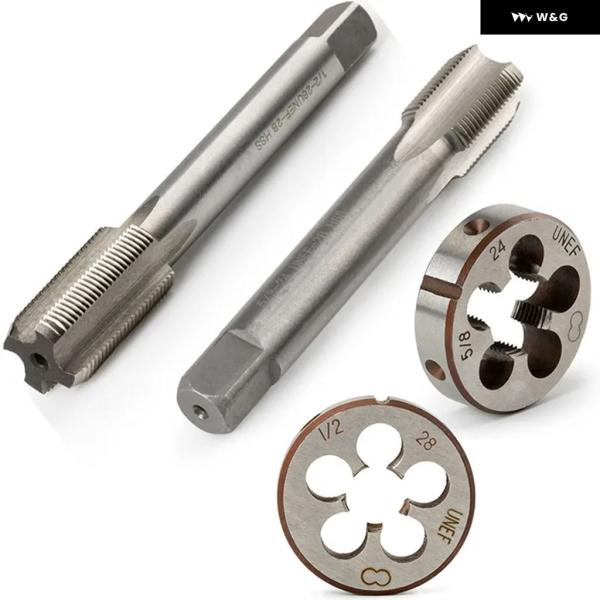 HSS 1/2-28 UNEF 5/8-24 UNEF ハンドタップ ラウンドダイカット 右手タッピング切削工具 金属 加工タップダイツールセット カスタム パーツ アクセサリーSpecial Features:5/8" x 24Item ...