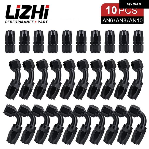 10個入り ブラック AN6 8 10 ストレート 45 90度 オイル燃料 スイベルホース エンドフィッティング オイル ホースエンド アダプター キット カスタム パーツ アクセサリーSpecial Features:0External...