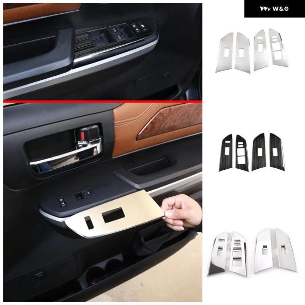 4ピース インテリア トリム ドアウィンドウスイッチ フレーム カバー 装飾 ケース トヨタ タンドラ 14-2021 ステンレス ABS クローム カスタム パーツ アクセサリーItem Weight:261gItem Height:4c...