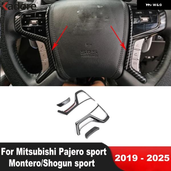 三菱 パジェロ / モンテロ /ショーグンスポーツ 2019-2023 2024 2025 カーボンカー ステアリングホイール カバー トリム インテリア アクセサリー カスタム パーツ アクセサリーHign-concerned Chemi...