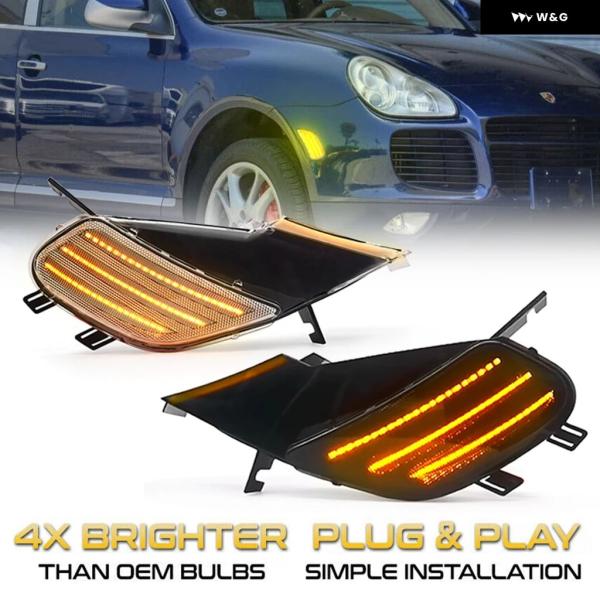 2個ダイナミック アンバー LED サイド マーカーライト ポルシェ カイエン 955 2003-2006 ウィンカーランプ カーブリンカー95563103301 / 3401 カスタム パーツ アクセサリーFor Vehicle Bran...
