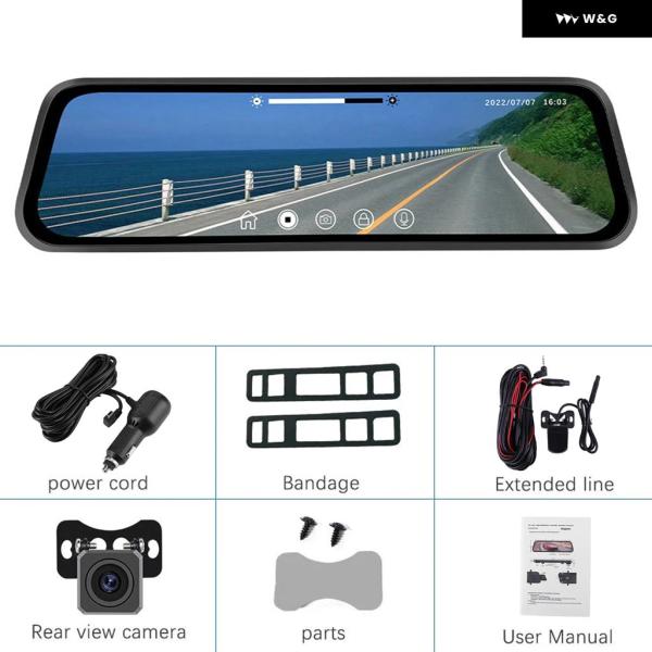 9.66インチ タッチスクリーン 車載ダッシュ カメラ フロントリア 運転中ビデオレコーダー バックアップ カメラ カスタム パーツ アクセサリーHign-concerned Chemical:NoneIs Batteries Includ...