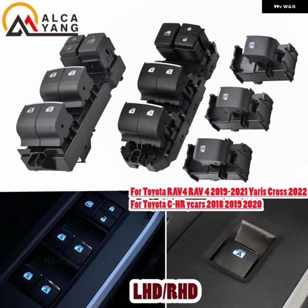 パワーウィンドウスイッチセット トヨタ RAV4 2019 2020 ヤリス クロス 2022 C-HR 点灯LED LHD RHD ドライビングバックライト 84040-06070 カスタム パーツ アクセサリーPower Window ...