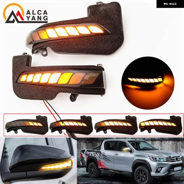 ダイナミックウィンカー ライト LED サイドウィング バックミラー インジケーター ウィンカーランプ トリム トヨタ ハイラックス レボ フォーチュナー イノーバ 2016- カスタム パーツ アクセサリーDynamic Turn Sig...