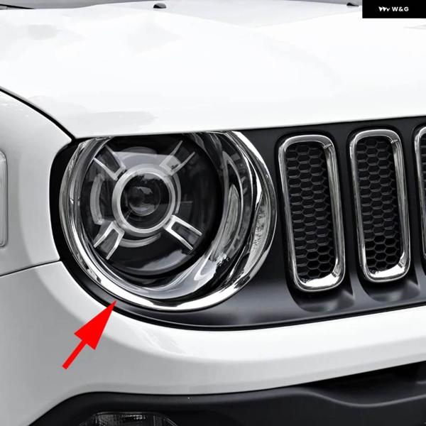 ジープ レネゲード BU 2015-2018 クローム ヘッドライト カバー ヘッドライト リング サラウンド アクセサリー カスタム パーツ アクセサリーJeep Renegade BU 2015-2018 Chrome Head Lig...