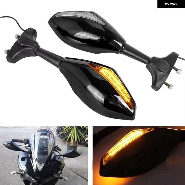 LEDウィンカー インジケーター オートバイ バックミラー サイドミラー レトロバイザー クリニョタン ホンダ 600 900 1000 RR カスタム パーツ アクセサリーLED Turn Signal Indicators Motorc...