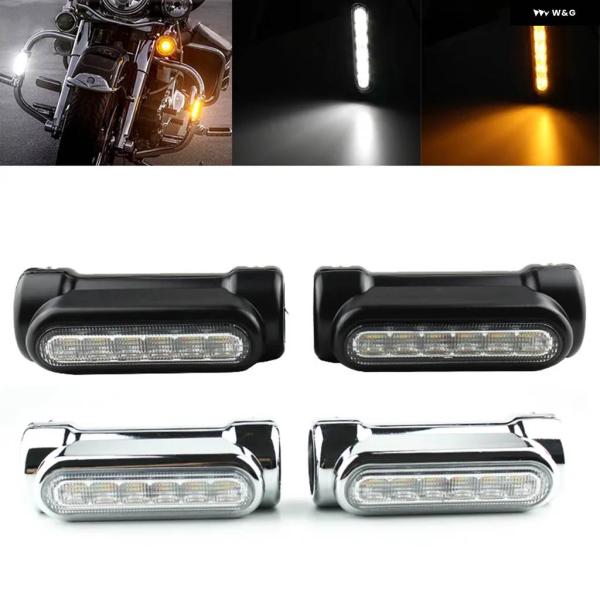 ブラック/クローム オートバイ LED バー スイッチバック ドライビングライト /ウィンカーライト ハーレー バイク ツーリング ビクトリー カスタム パーツ アクセサリーFADUIES Black/Chrome Motorcycle L...