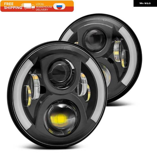 7インチ ラウンドLED ヘッドライト ハイロービーム DC12V 24V ライト ヘッドランプ ラングラー ラダ 4X4 アーバン ニーバ スズキ サムライ カスタム パーツ アクセサリー7inch Round Led Headlight...