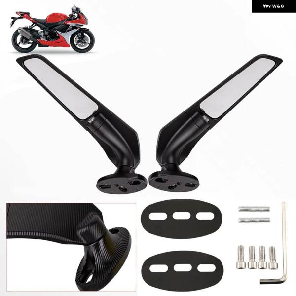 バイク ミラー カスタム風向調整可能回転式バックミラー スズキ 750 1000 GSX1300R GSX650F GSX-R カスタム パーツ アクセサリーMotorcycle Mirrors Modified Wind Wing Adj...