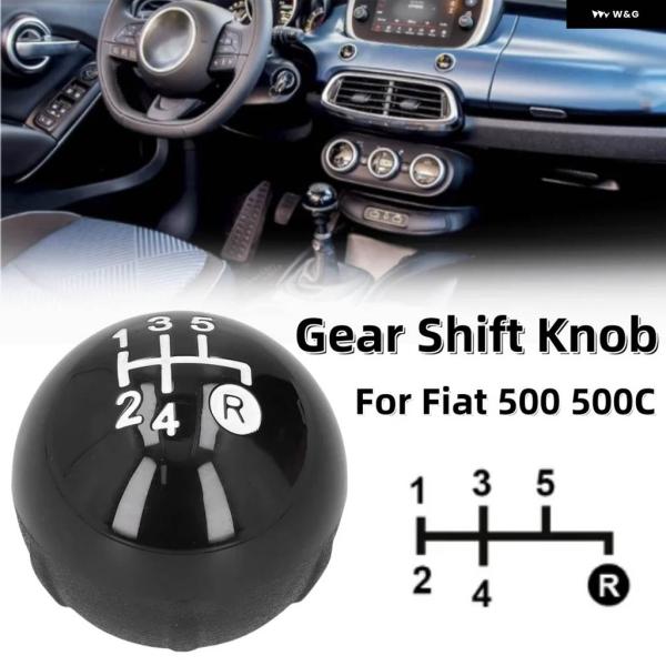 ギアスティック シフト ノブ 5速 ギア シフト ハンドル フィアット 500 500C 2007-2018 ブラックフェイクレザー マニュアル シフト ノブアーム カスタム パーツ アクセサリーHigh-concerned chemica...