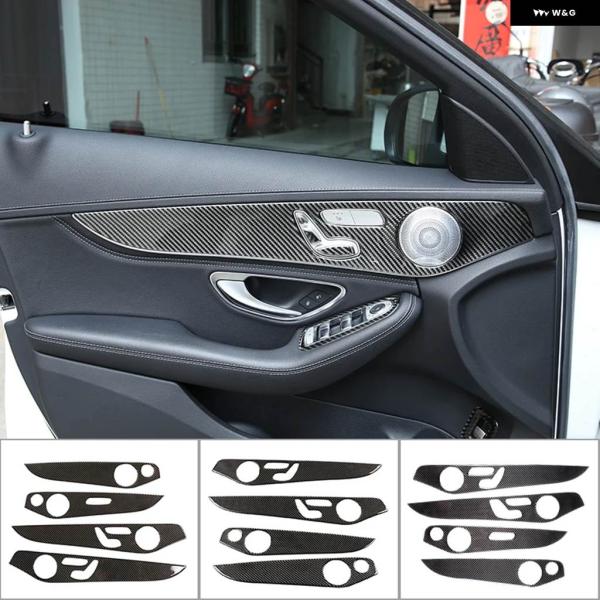 4個ソフトカーボン 内装ドア 装飾 パネル カバー トリム メルセデス ベンツ C GLC クラス W205 2014-2020 カーアクセサリー カスタム パーツ アクセサリーExternal Testing Certification:...