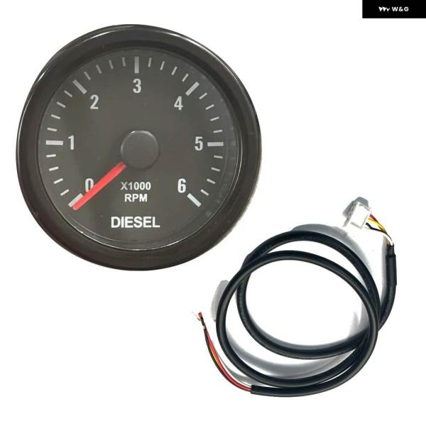 ブラックカースモークタコメーター 2インチ 52MM 着色 0-6 X1000 ディーゼルタコゲージ 赤色LED点灯ニードル LEDスーパーホワイト ディスプレイ カスタム パーツ アクセサリーHigh-concerned chemical...