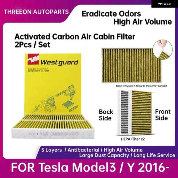 エアキャビン フィルター TESLA モデル3 モデルY エアコン フィルター HEPA 静電コットン 消臭 2個セット カスタム パーツ アクセサリーHigh-concerned chemical:NonePlacement on Veh...