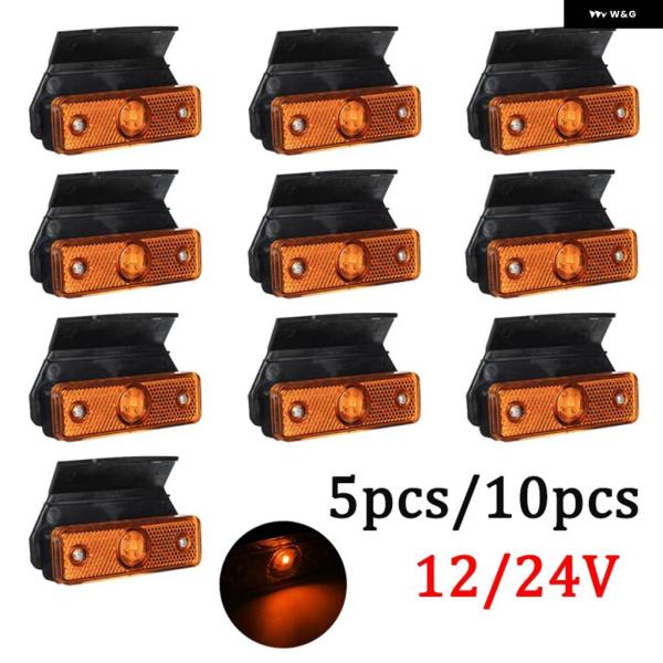5/10PCS 12/24V LEDカー トラック サイドマーカーランプ アンバー ウインシグナルライトテール インジケーター ランプトレーラーバス トラック ボートキャラバン用 カスタム パーツ アクセサリーHigh-concerned ...