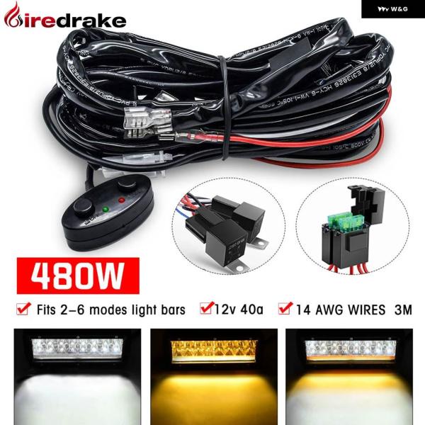 FIREDRAKE2ランプ用車配線 ハーネス キット 室内スイッチ動作灯駆動灯ライト ケーブル ケーブル 480W12V3M配線キット カスタム パーツ アクセサリーHigh-concerned chemical:NoneWire Mate...