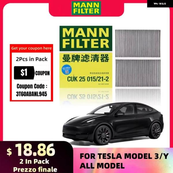 テスラ モデル3モデルY用 EV マン フィルター CUK25015/21-2 2個活性炭内蔵キャビン フィルター 1107681-00-A 1107681-00-B カスタム パーツ アクセサリーHigh-concerned chemic...